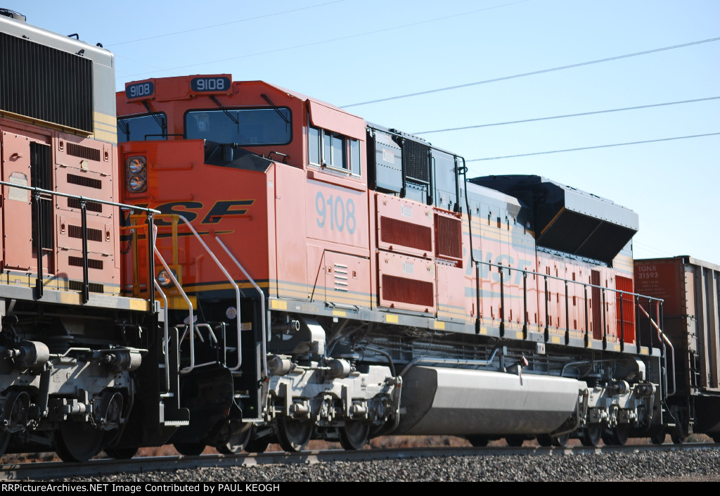 BNSF 9108 Left Side shot with a Better Angle of the Sun.